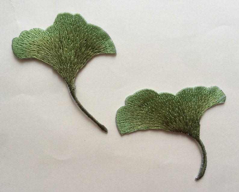 Ginkgo Biloba Leaf Iron-on Sew on Embroidered Patch: Yellow & Green ...
