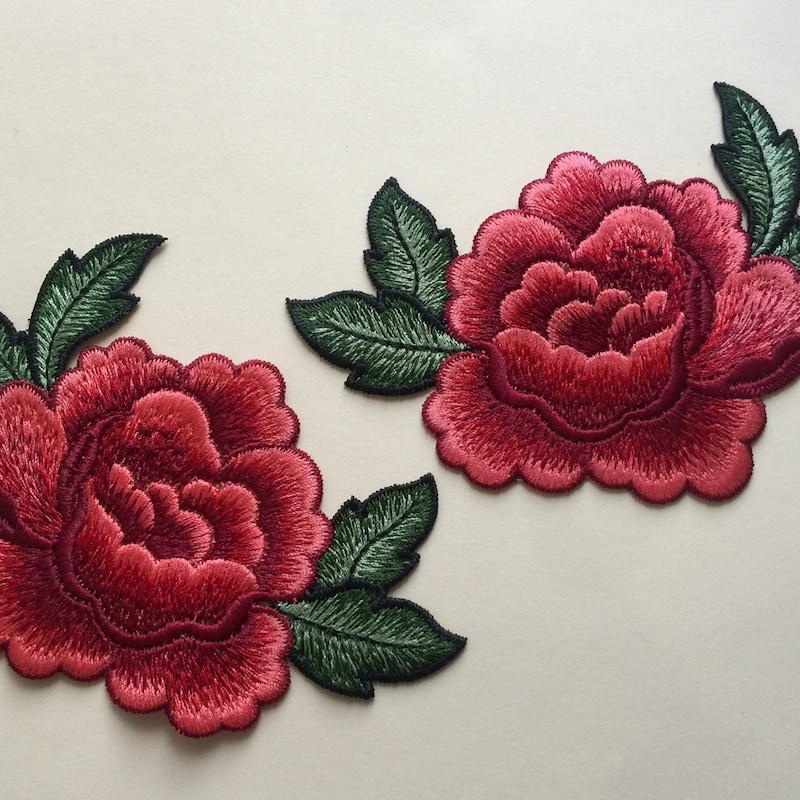 Rose Red Flower Applique - Etsy UK