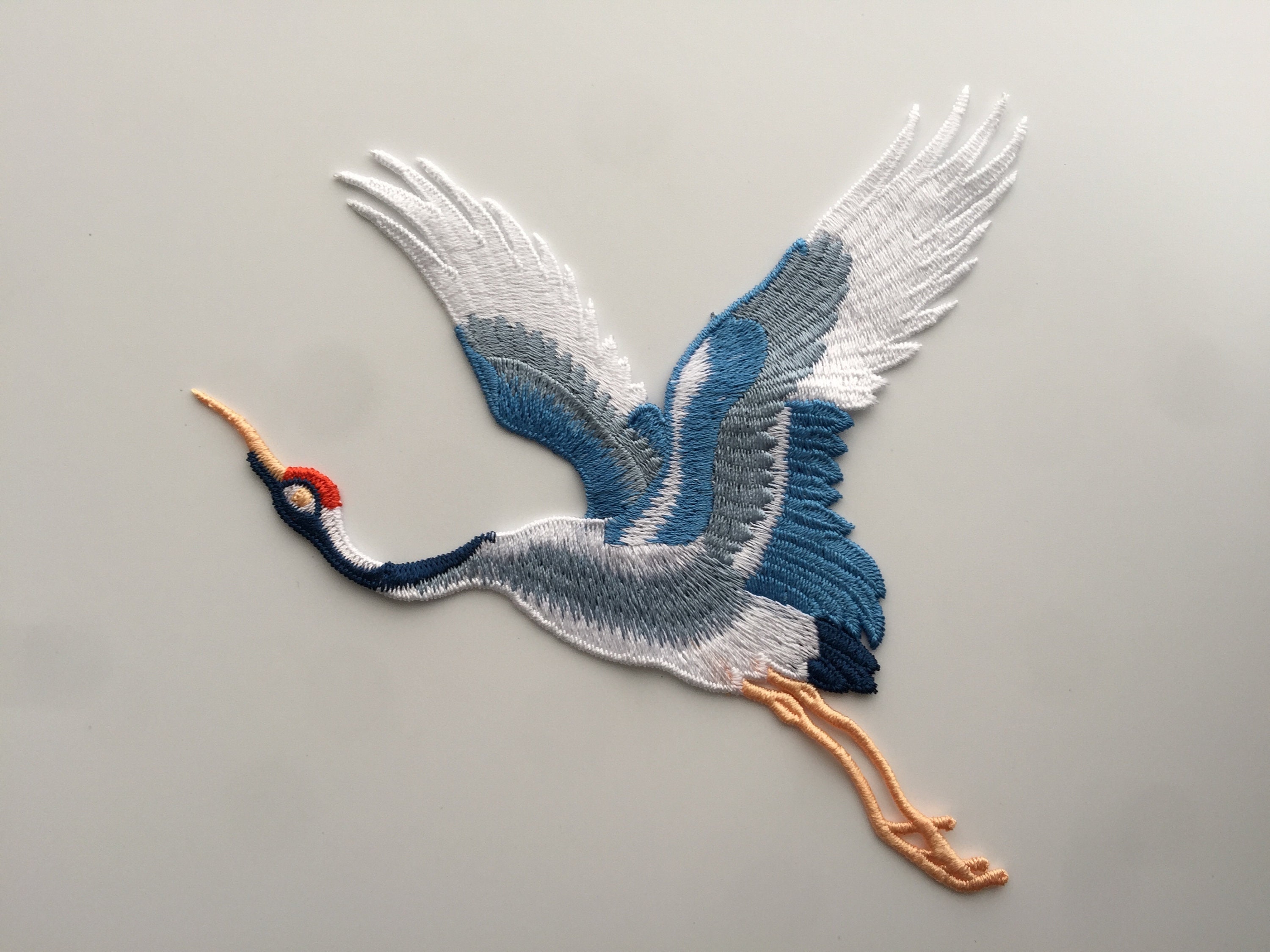 Crane Embroidered Patch: Sew-on Applique Badge (11cm X 15cm) - Etsy
