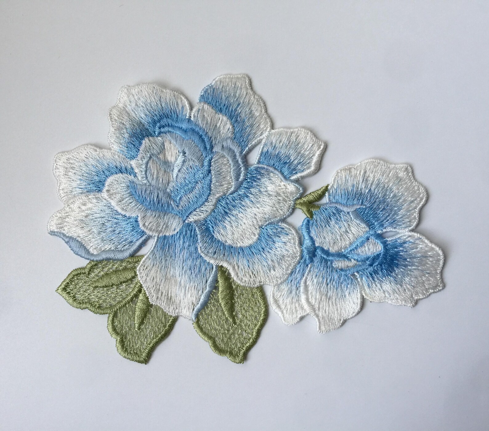 Large Camellia Flower Embroidered Sew-on Patch - Pink, Blue, Yellow - Etsy