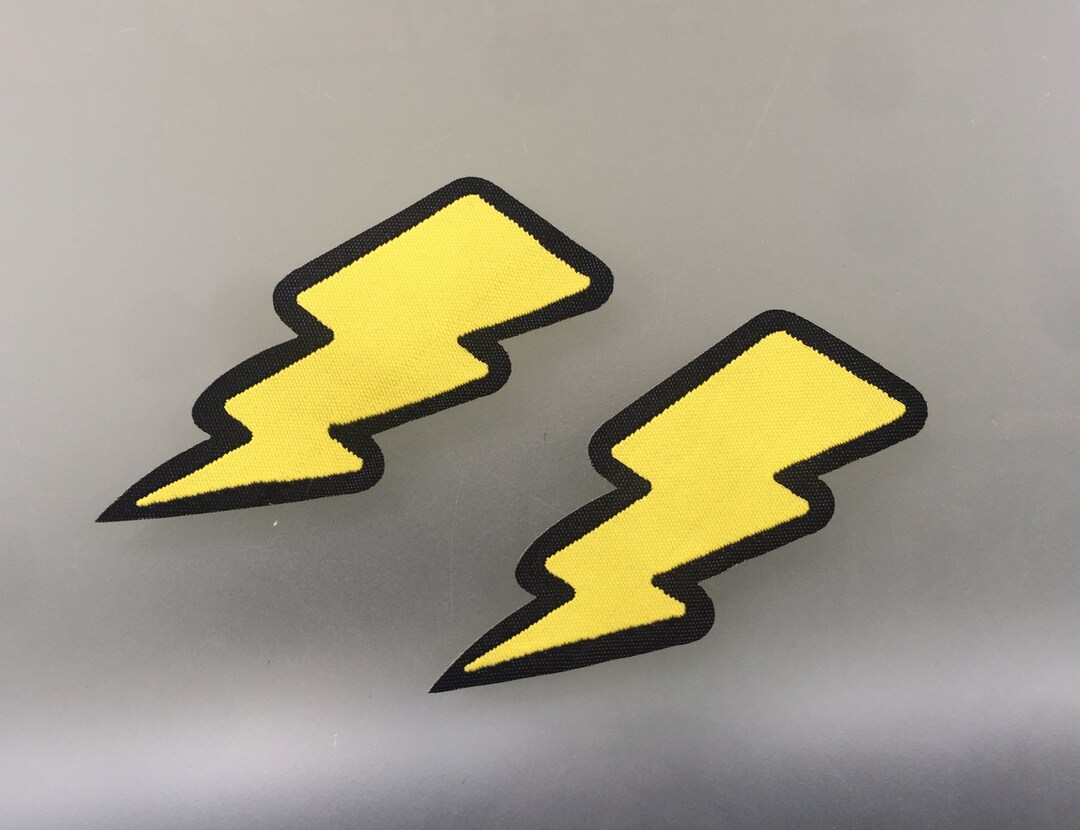 Set of 2 Lightning Bolt Iron on Sew on Embroidered Patch Appliqués ...
