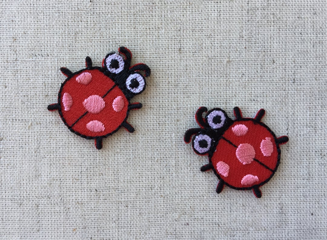 Set of 2 Small Ladybug Ladybird Iron on Sew on Full Embroidered Patch ...