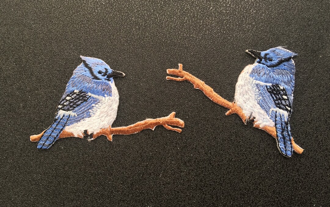 One Pair of Blue Bird Iron on Sew on Embroidered Patch Appliqués Badge ...