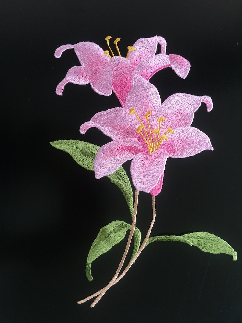 Large Lily Flower Embroidered Sew-on Patch (15x23cm) - Etsy