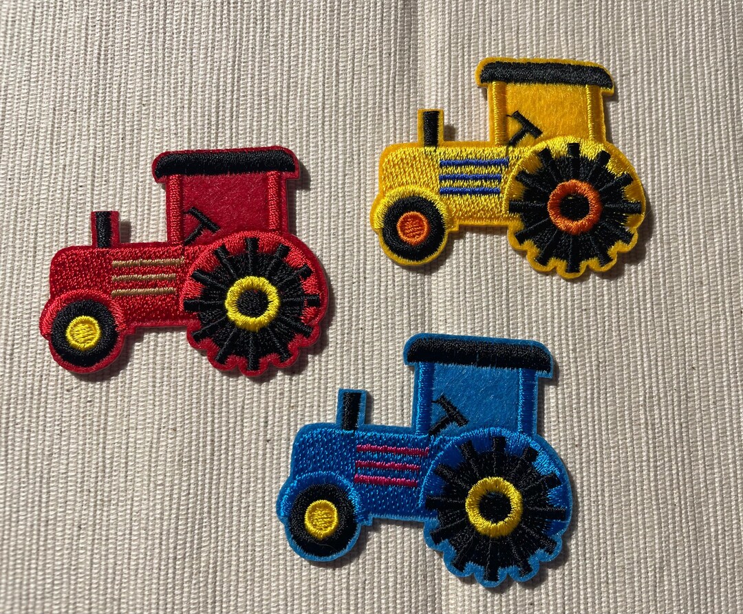 Set of 3 Farm Tractors Iron/ Sew on Embroidered Patch Appliqués Badge ...