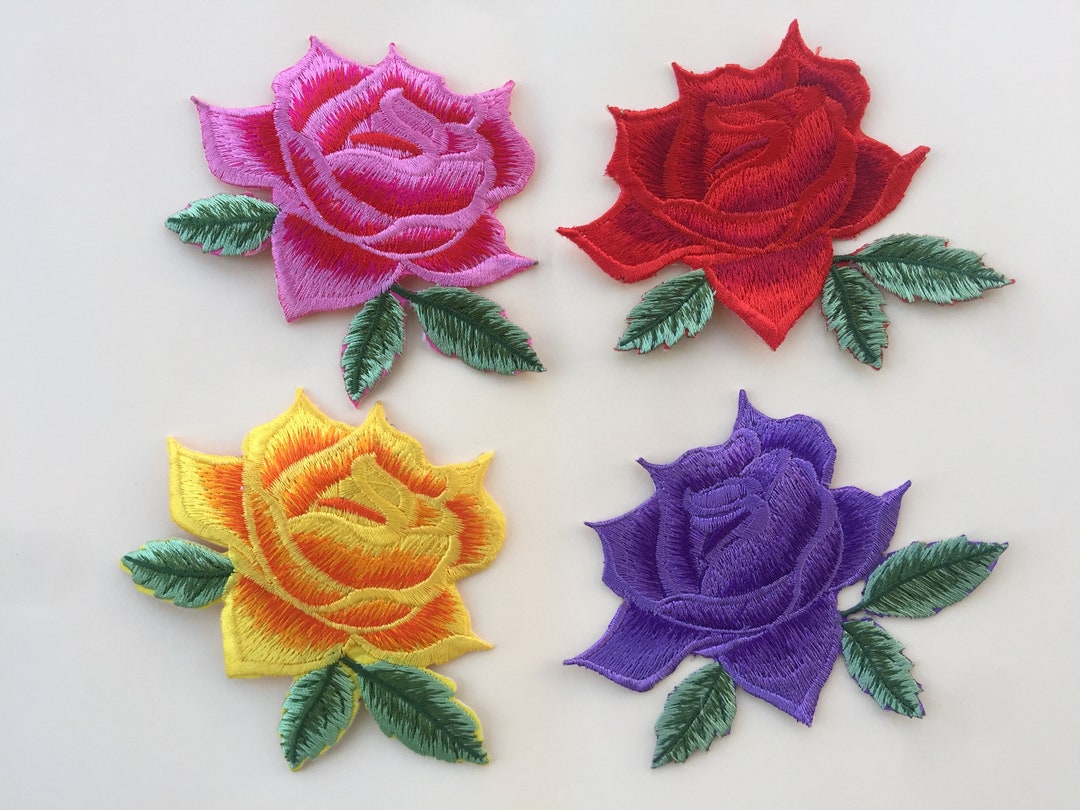 Rose Flower Iron on Sew on Full Embroidered Patch Appliqués Badge - Etsy