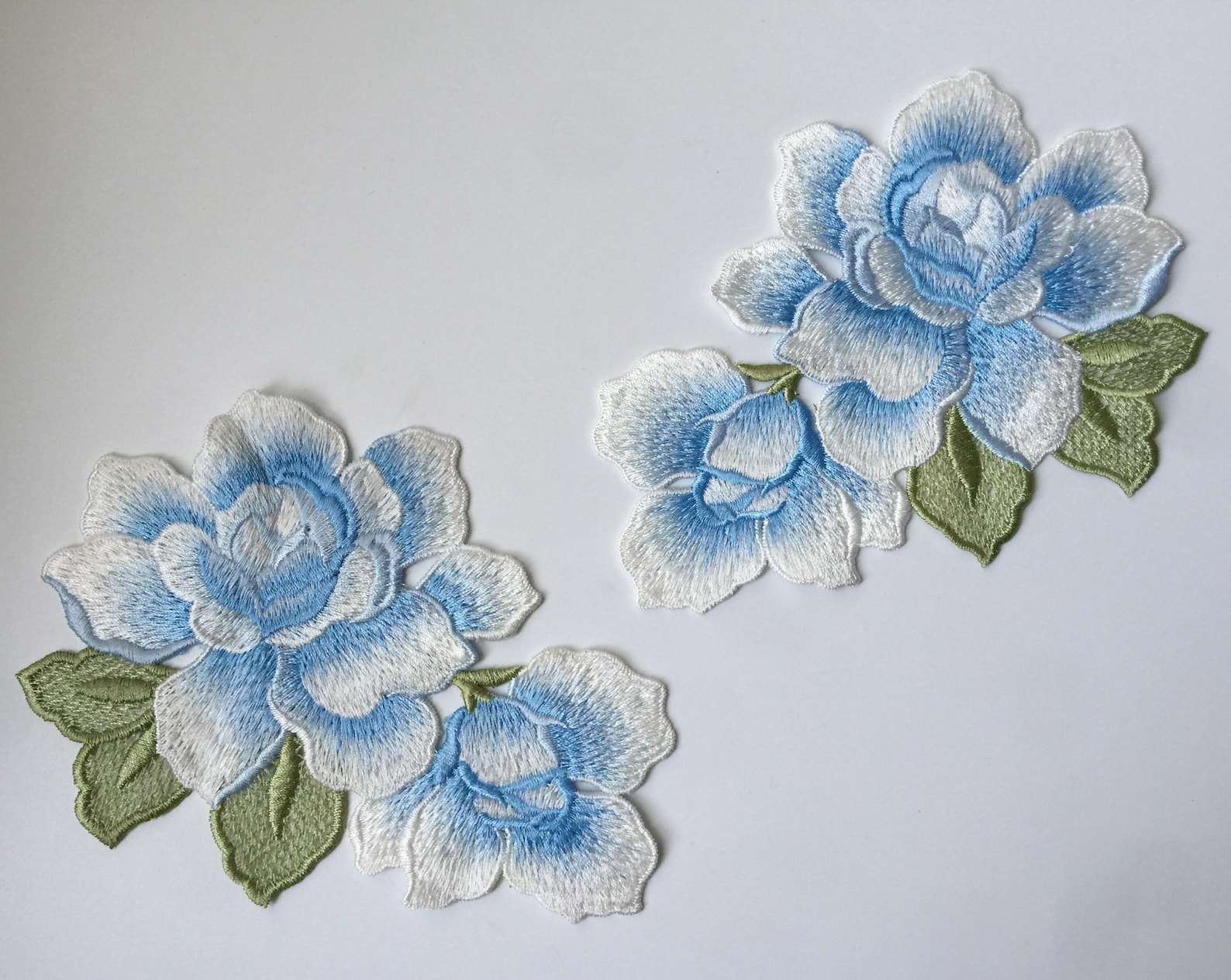 Large Camellia Flower Embroidered Sew-on Patch - Pink, Blue, Yellow - Etsy