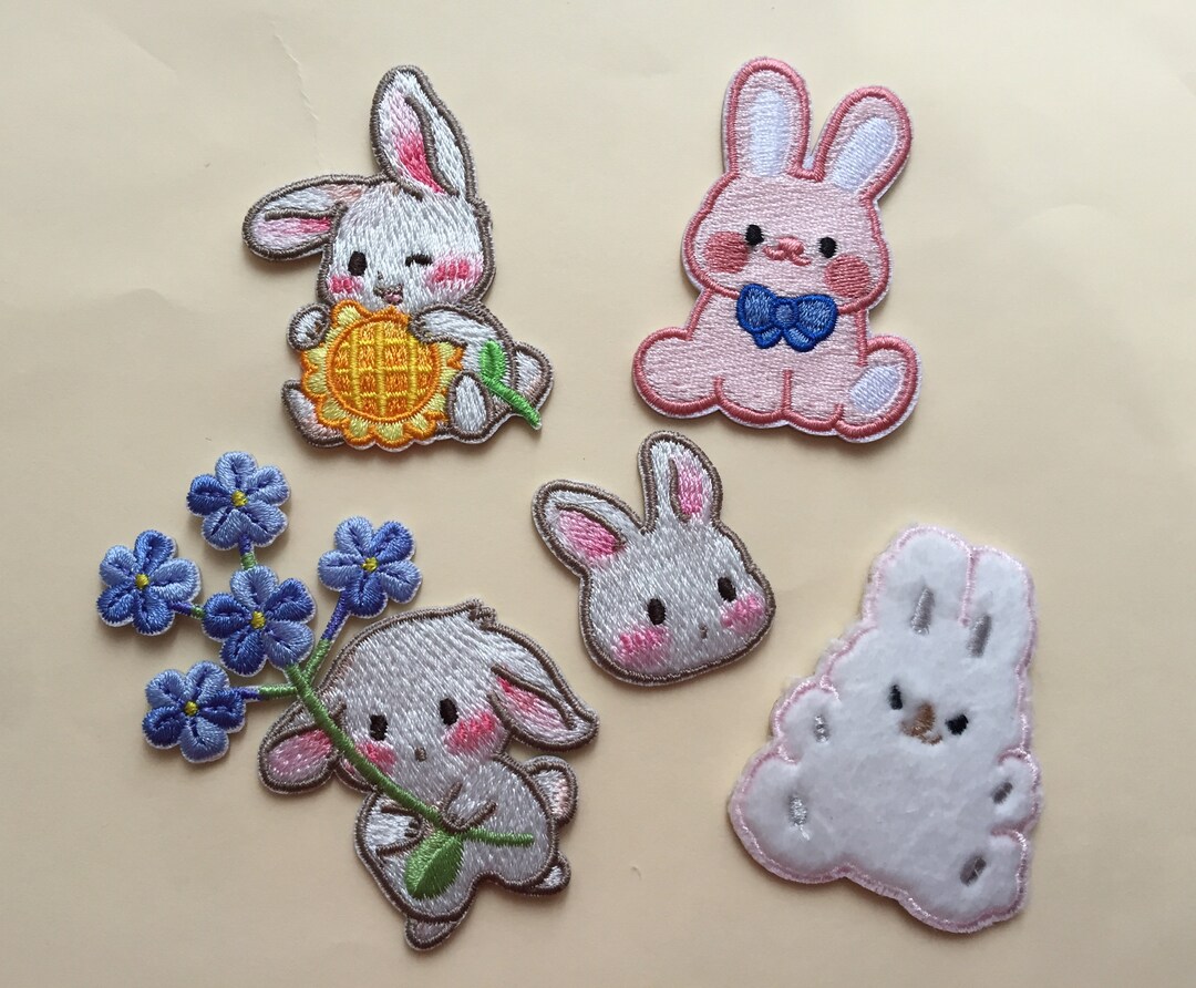 Love Bunnies Self-adhesive Patch Sew on Embroidered Patch Appliqués ...