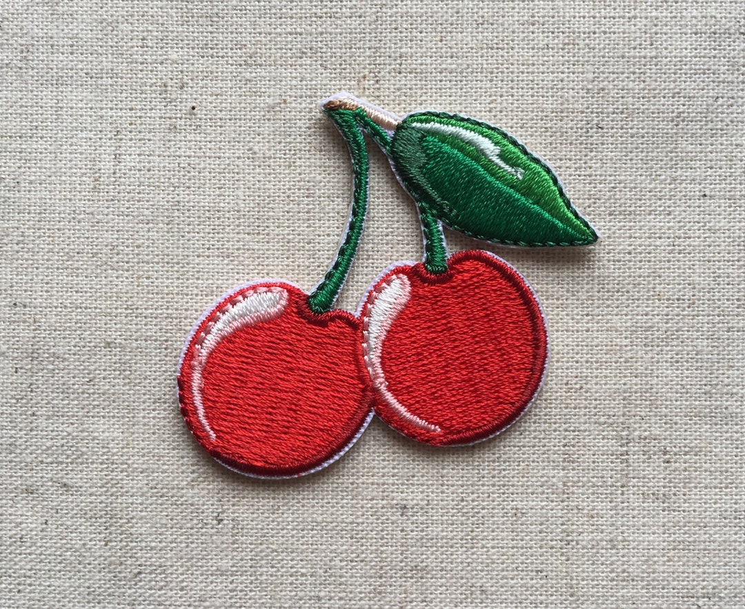 Cherry Embroidered Patch: Iron on Appliqué Badge (5cm X 4.8cm) - Etsy