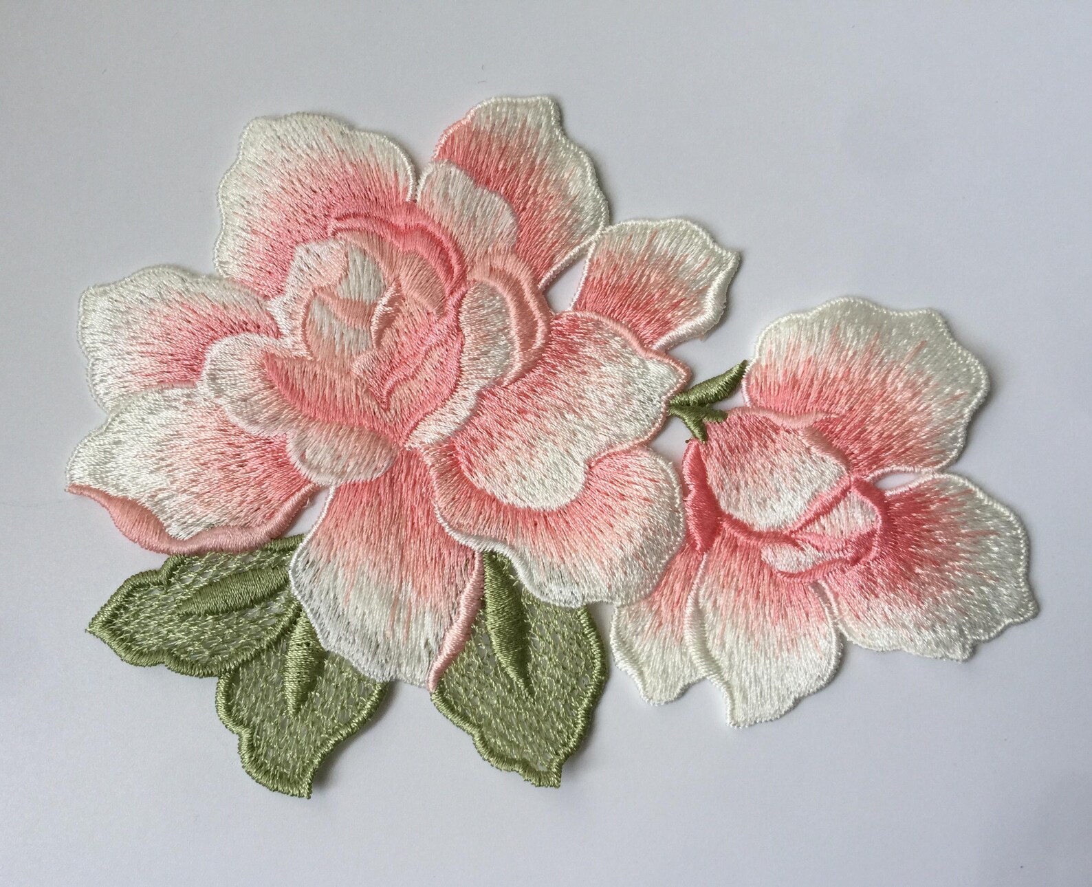 Large Camellia Flower Embroidered Sew-on Patch - Pink, Blue, Yellow - Etsy