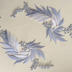 Silver & White Flower Embroidered Patch Appliqués - Set of 2 - Etsy