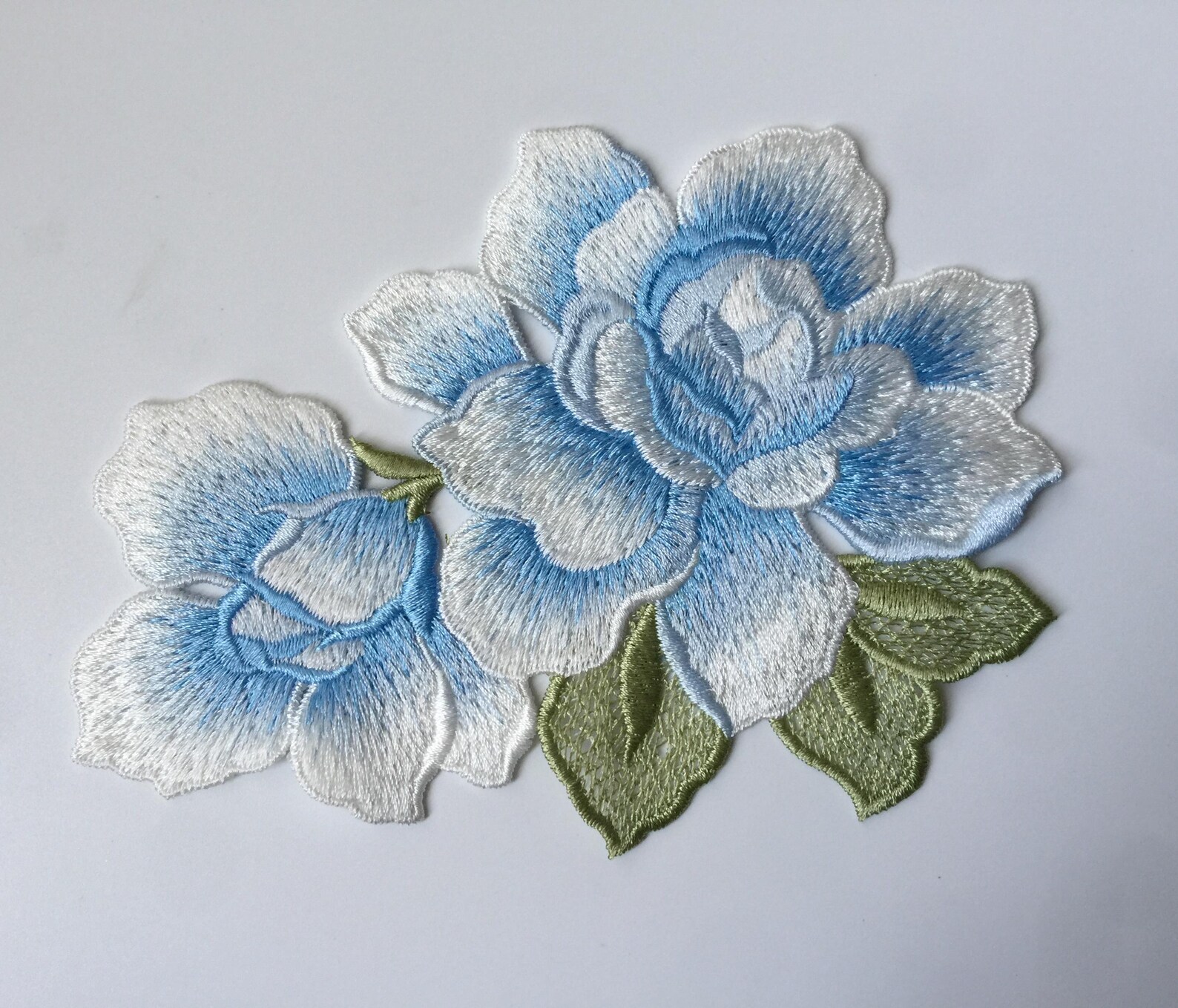 Large Camellia Flower Embroidered Sew-on Patch - Pink, Blue, Yellow - Etsy