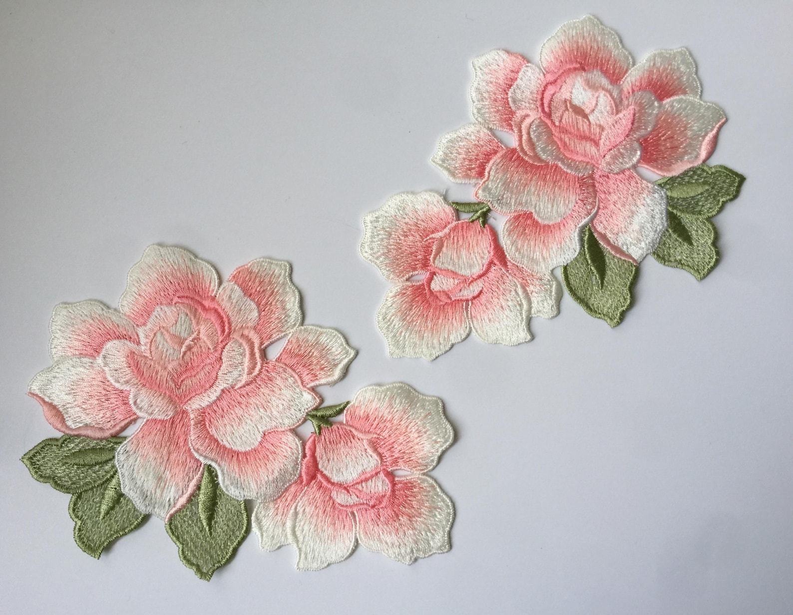 Large Camellia Flower Embroidered Sew-on Patch - Pink, Blue, Yellow - Etsy