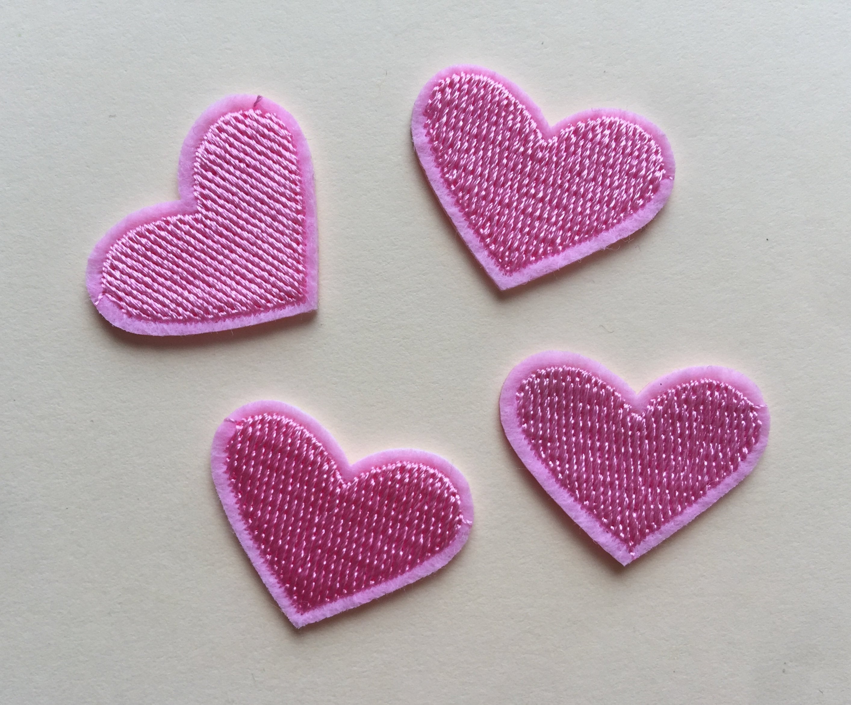 Set of 4 Hearts Iron on Sew on Full Embroidered Patch Appliqués Badge ...