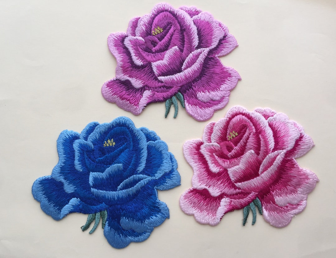 Rose Flower Sew on Embroidered Patch Appliqués Badge Motifs - Etsy
