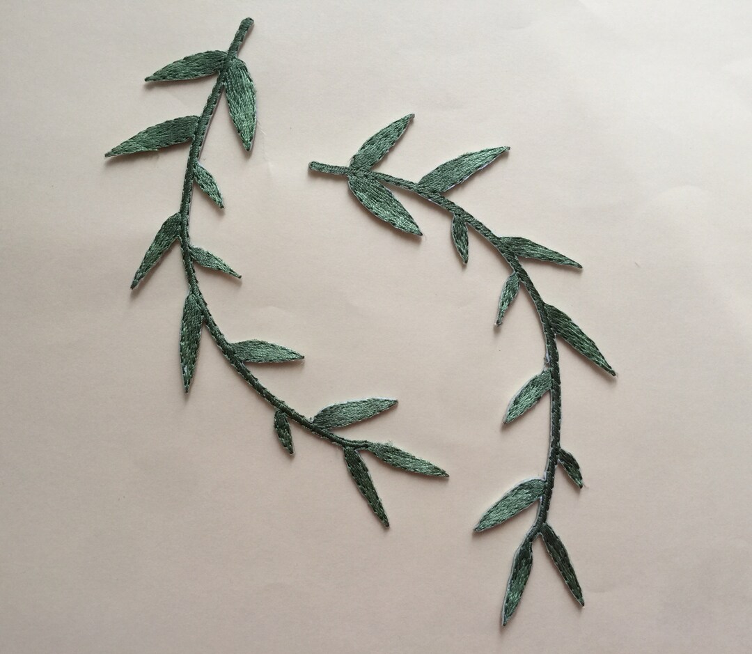Weeping Willow Leaves Iron on Sew on Embroidered Patch Appliqués Badge ...