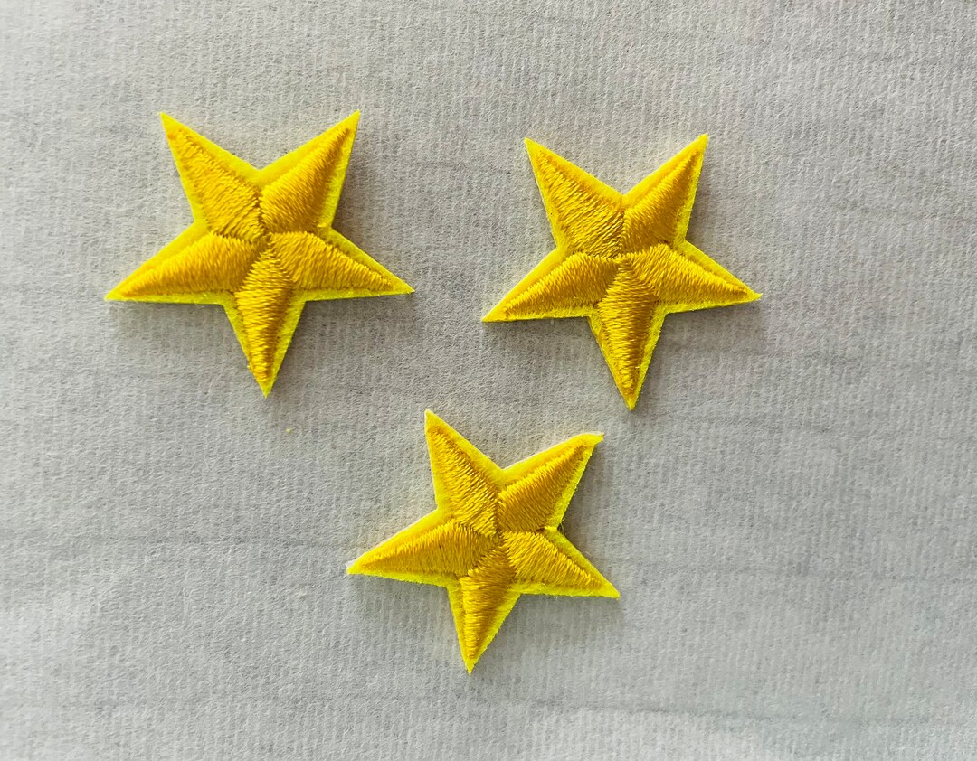 Set of 3 Yellow Star Embroidered Iron on Patches (2.9cm) - Etsy