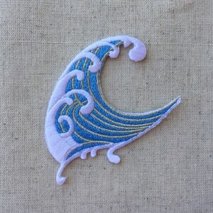 Blue Sea Waves Patches Tide Patch Iron on Sew on Full Embroidered Patch ...