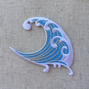 Blue Sea Waves Patches Tide Patch Iron on Sew on Full Embroidered Patch Appliqués Badge - Etsy