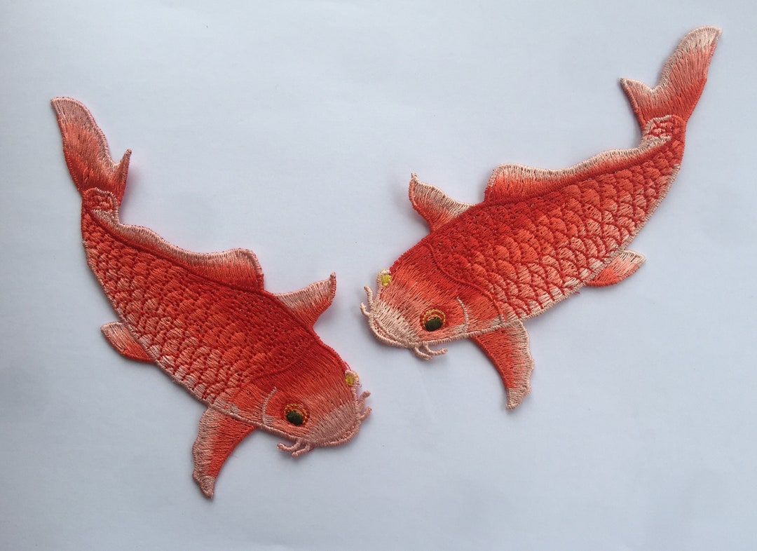 One Pair of Fish Red Sew on Embroidered Patch Appliqués Badge - Etsy