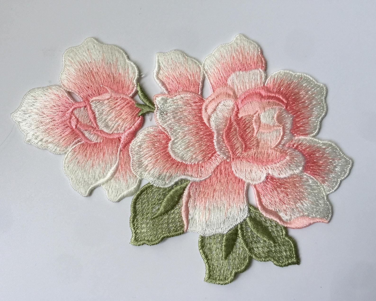 Large Camellia Flower Embroidered Sew-on Patch - Pink, Blue, Yellow - Etsy