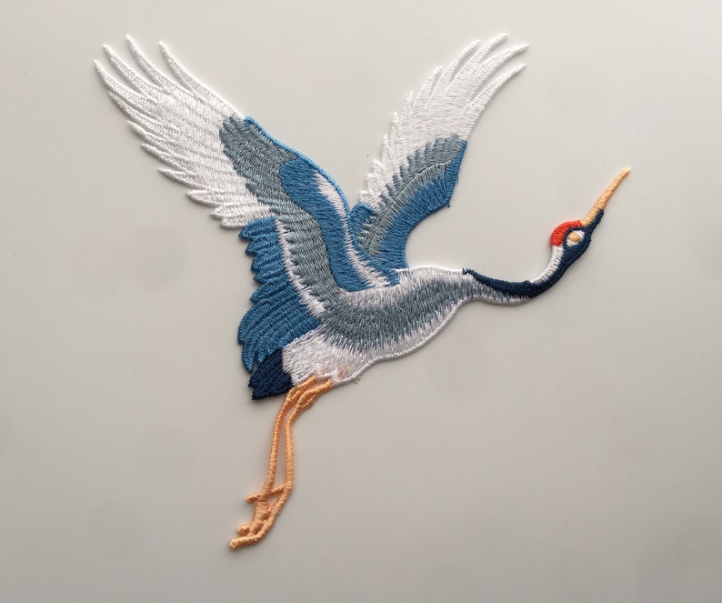 Crane Embroidered Patch: Sew-on Applique Badge (11cm X 15cm) - Etsy