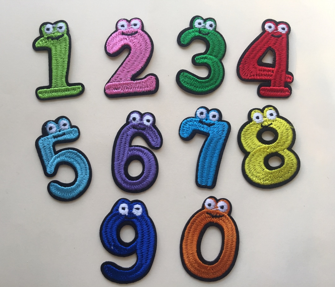 Set of 10 Numbers Iron on Sew on Full Embroidered Patch Appliqués Badge ...
