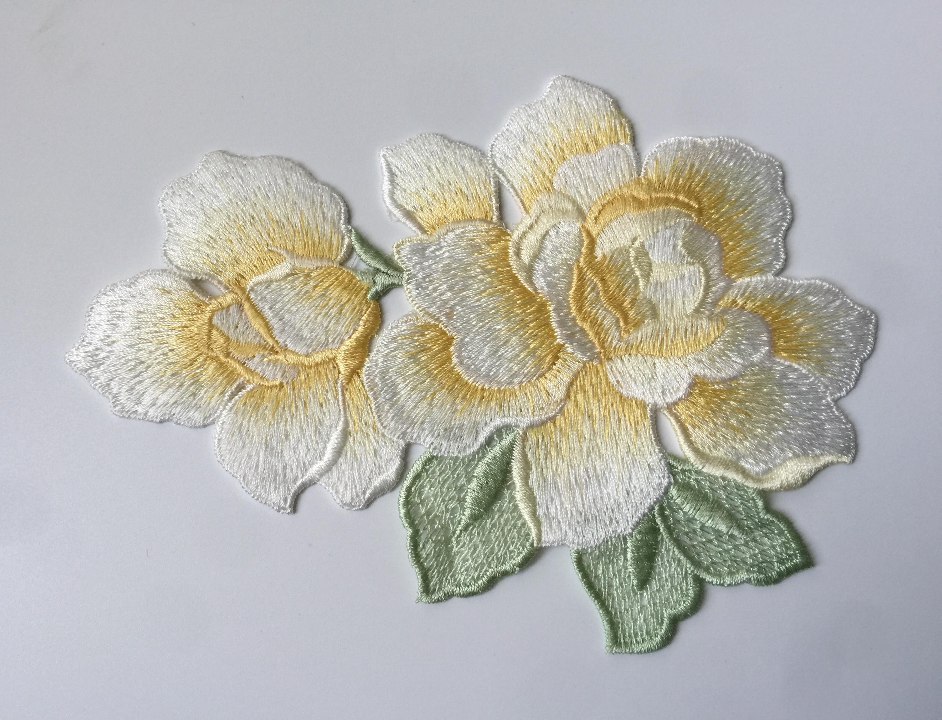 Large Camellia Flower Embroidered Sew-on Patch - Pink, Blue, Yellow - Etsy