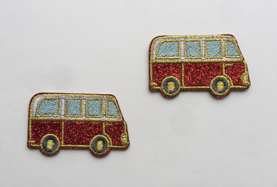 Set of 2 Shiny Van Patches, Mini Bus Patches, Car Iron on Sew on ...