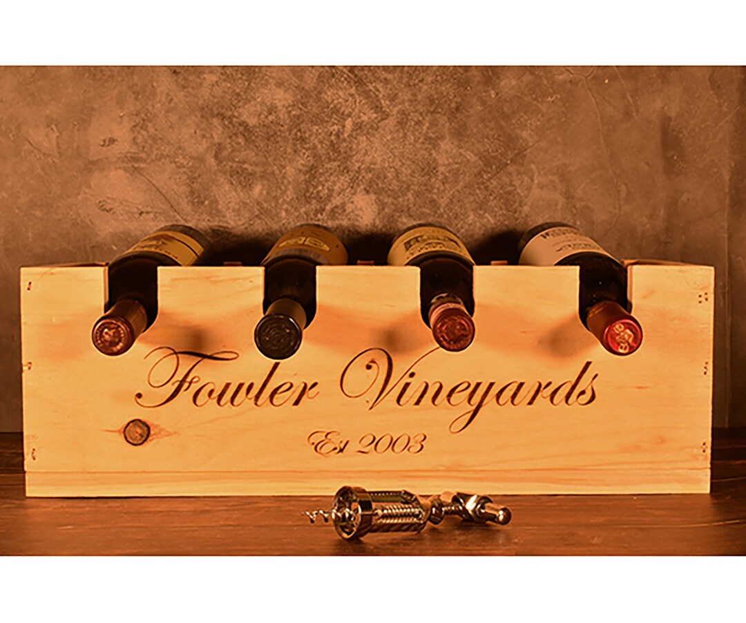 4 Bottle Rustic Wine Rack Crate - Etsy