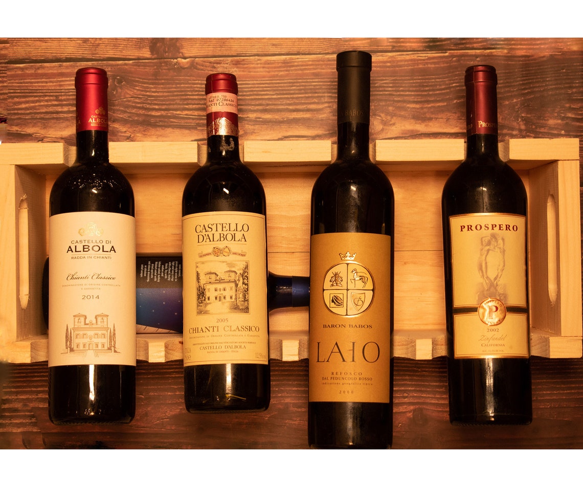 5 Bottle Rustic Wine Rack Crate - Etsy