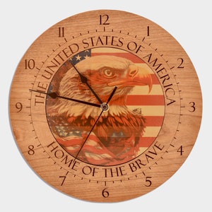 Wooden American Flag Patriotic Wall Clock - Etsy