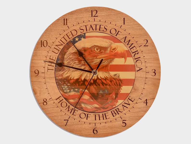 Wooden American Flag Patriotic Wall Clock - Etsy