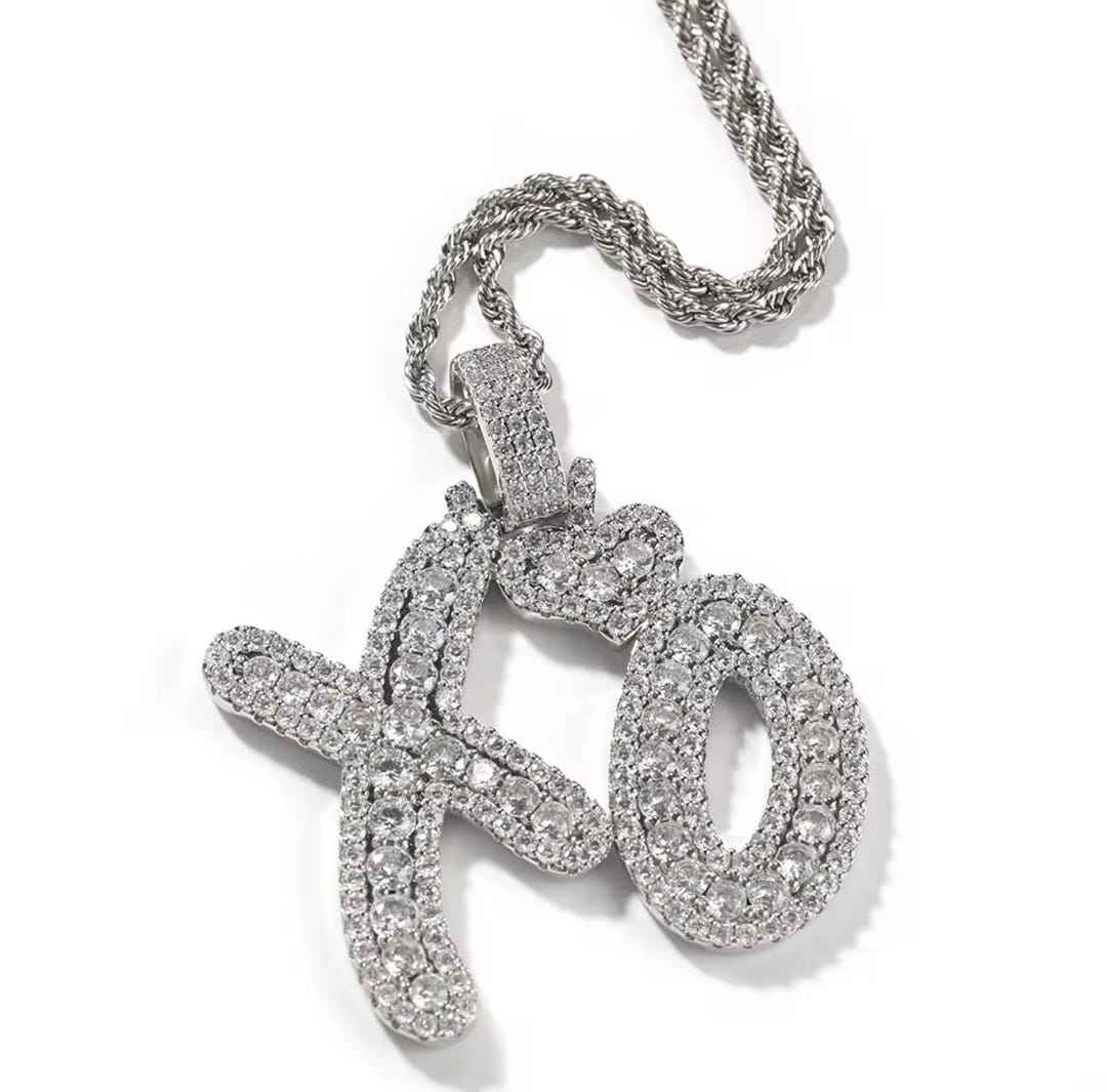XO Chain - Iced Out XO Pendant & 925 Sterling Silver Chain - 5A CZ ...