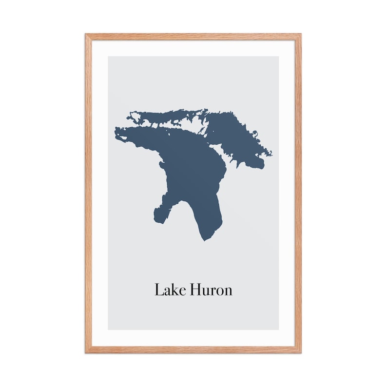 Lake Huron Map Print: Great Lakes Modern Minimalist Wall Art - Etsy