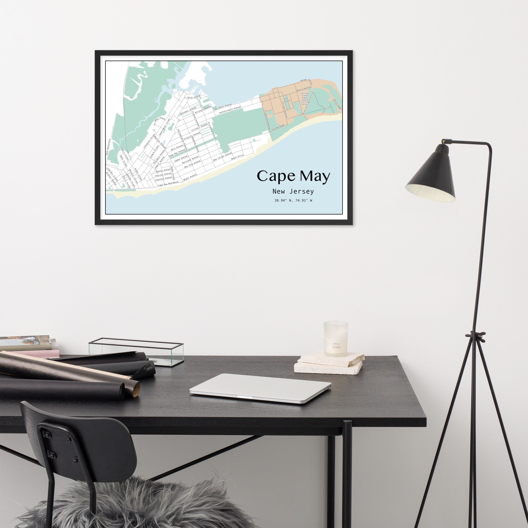 Cape May Map Print. Modern Wall Art of Cape May in New Jersey. - Etsy