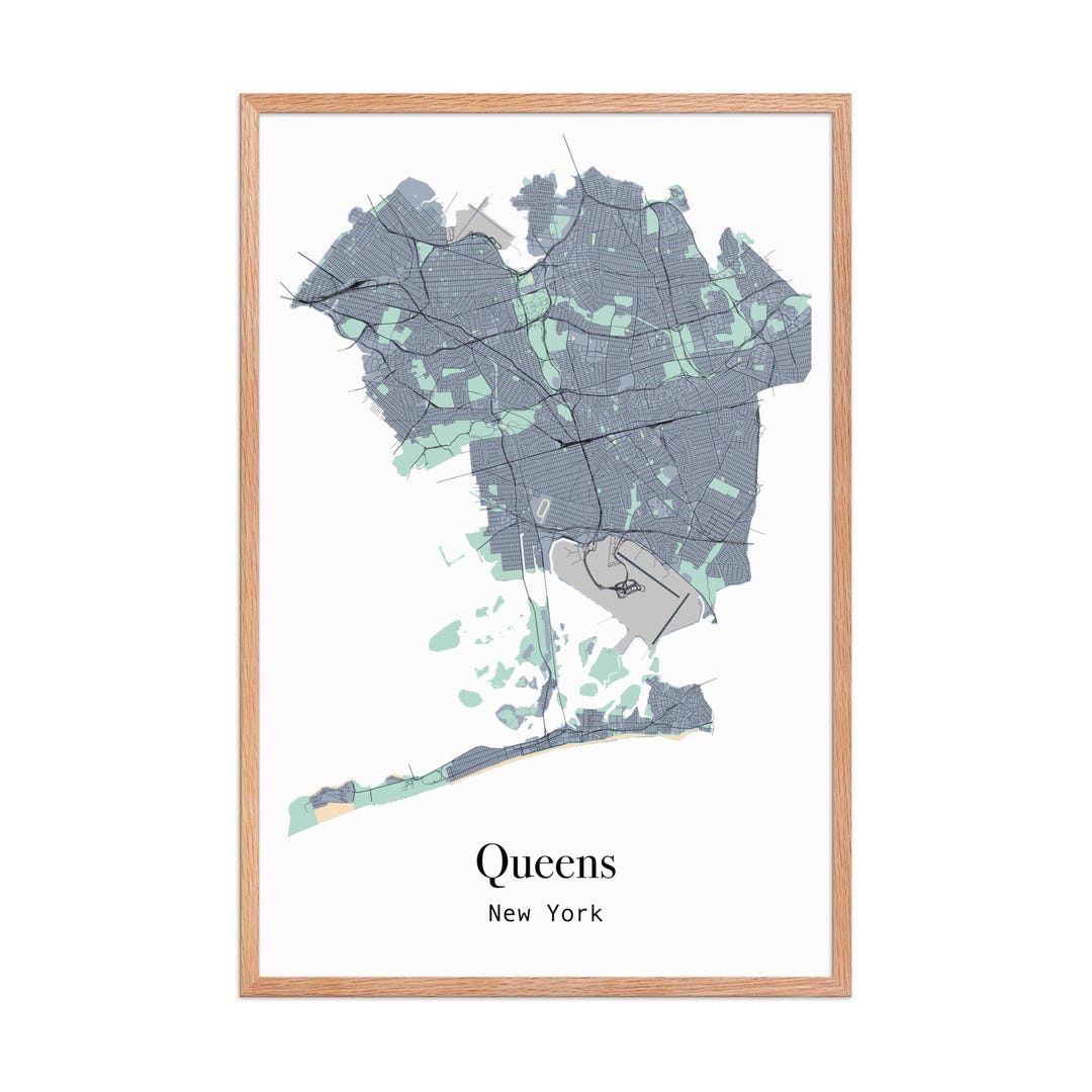 Queens NYC Map Art Print: Modern Minimalist Wall Art (digital File) - Etsy