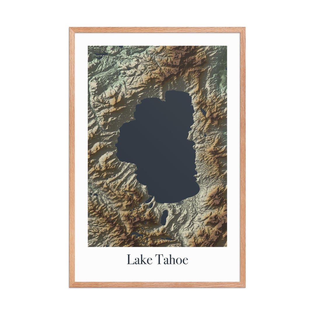 Lake Tahoe Topographic Map: Shaded 2D Modern Wall Art - Etsy