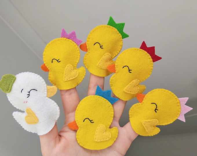 Five Little Ducks Finger Puppet Set wool Felt Nursery Rhyme - Etsy
