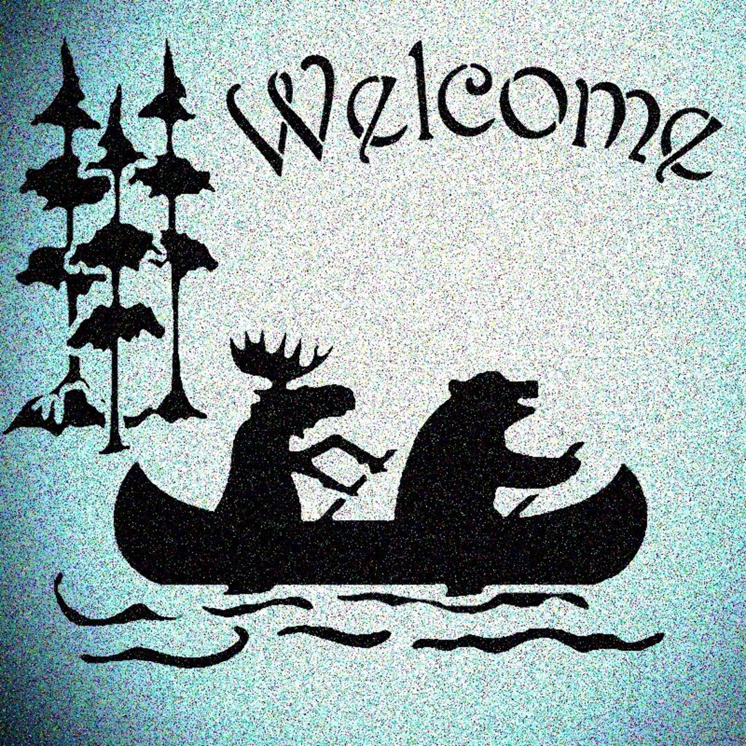 Bear & Moose in Canoe Welcome Stencil Sign Signs Stencils - Etsy