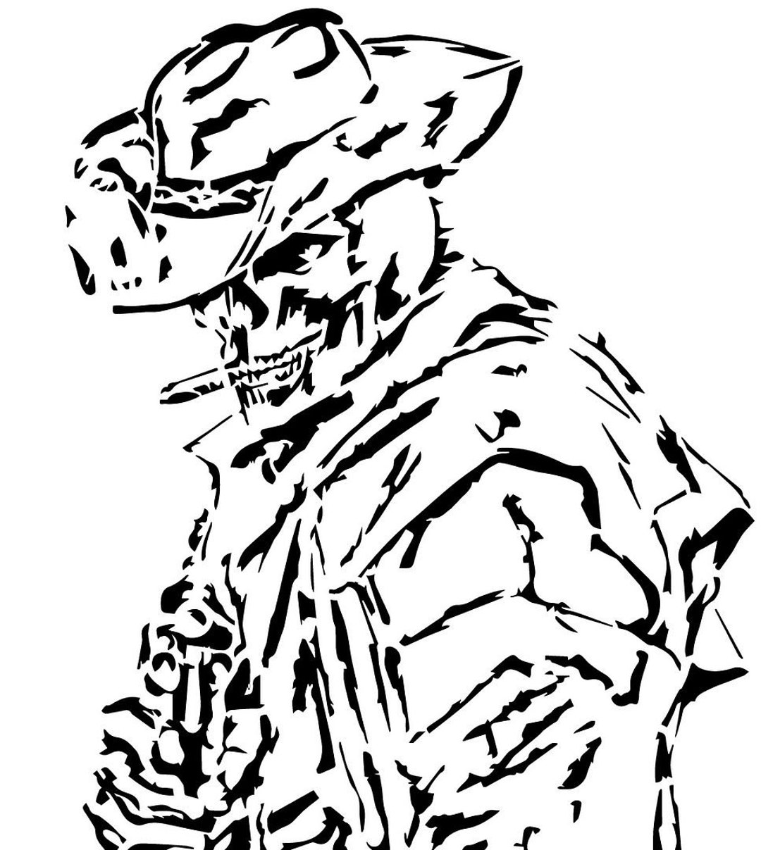 Smoking Cowboy Skeleton Stencil Cowboys Stencils - Etsy