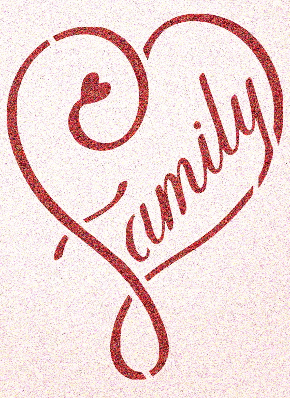 Heart Shape Family Word Stencil Sign Signs Hearts Stencils | Etsy