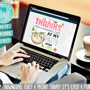 Sloth Thank You Tags INSTANT DOWNLOAD Printable Sloth - Etsy