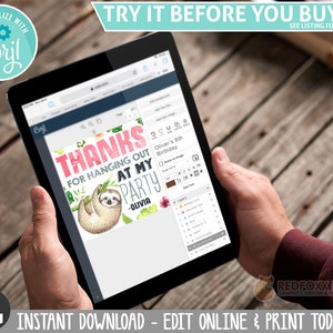 Sloth Thank You Tags INSTANT DOWNLOAD Printable Sloth - Etsy