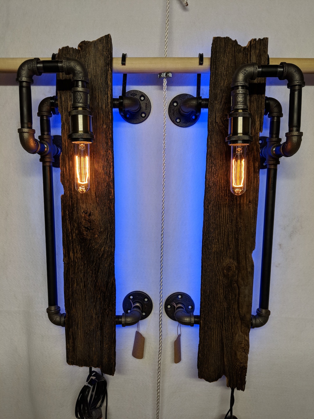 Rustic Barn Wood Black Iron Wall Art Light - Etsy