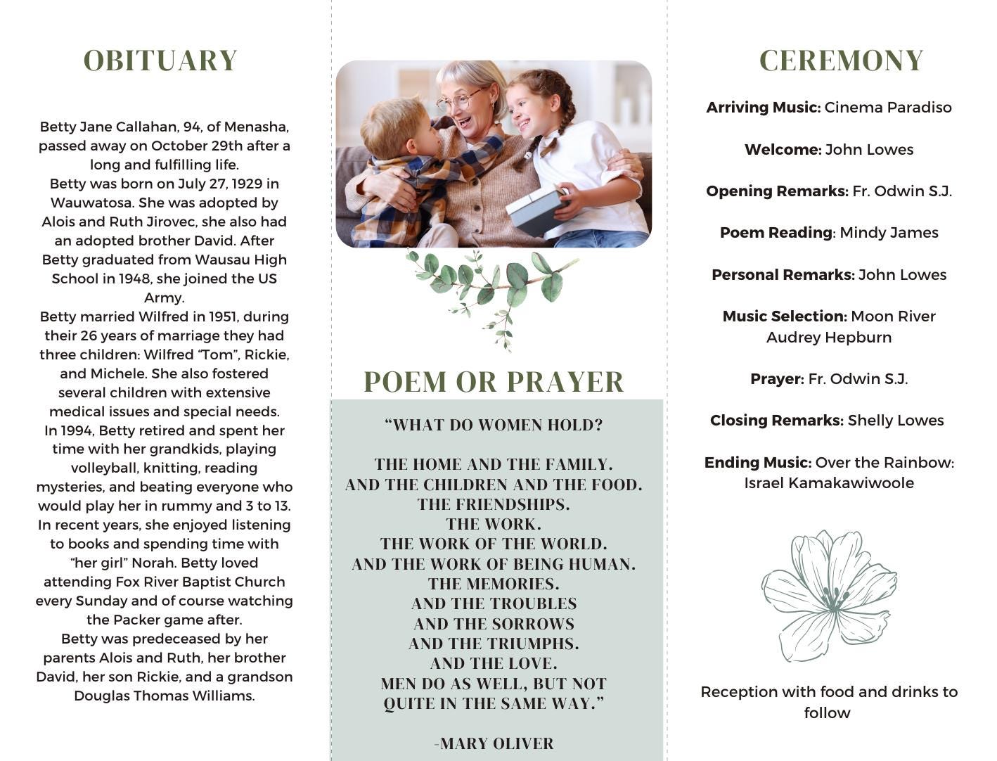 Celebration of Life Program (file Download) - Etsy