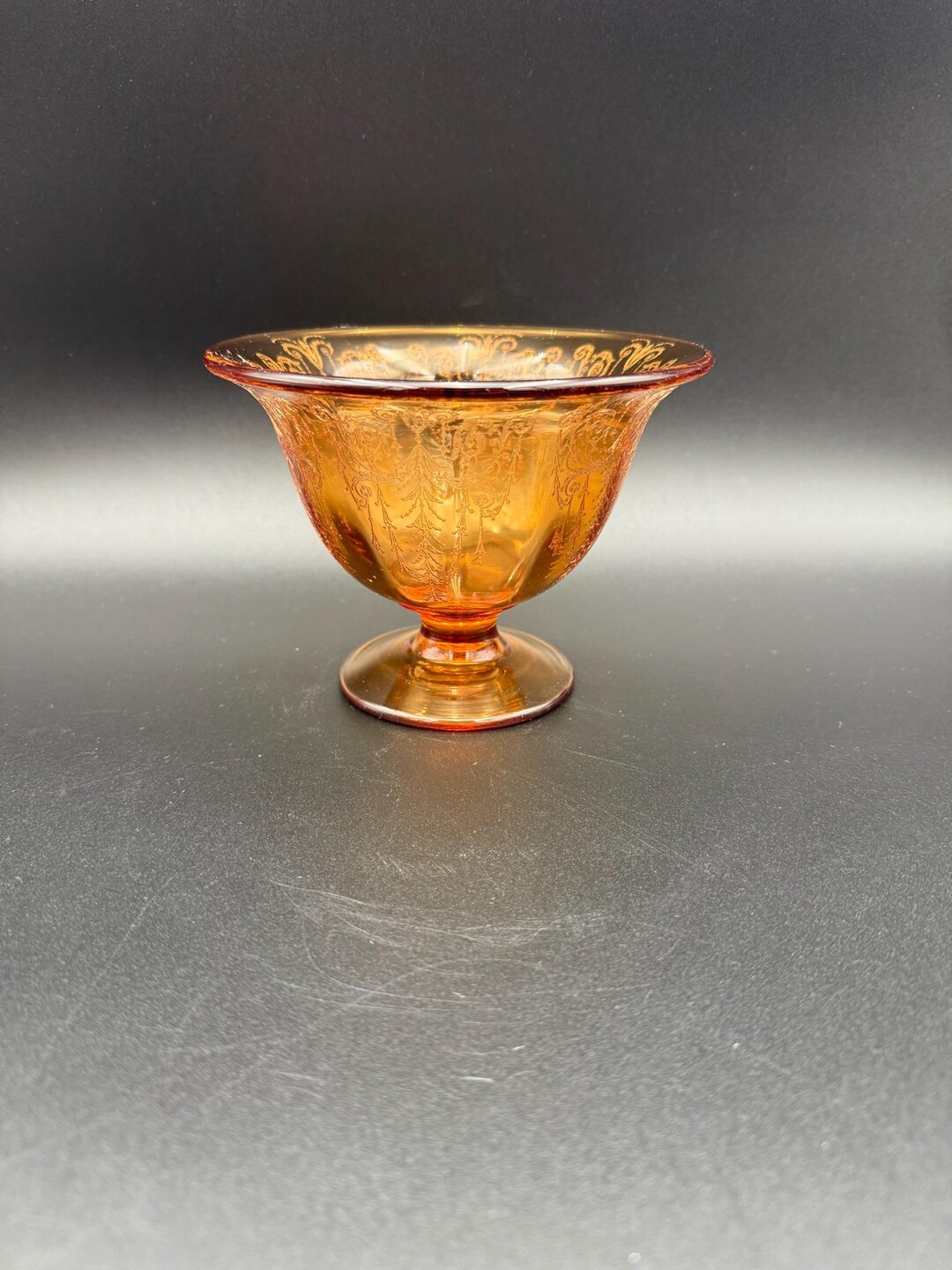 Cambridge Amber Glass Compote Dish - Etsy