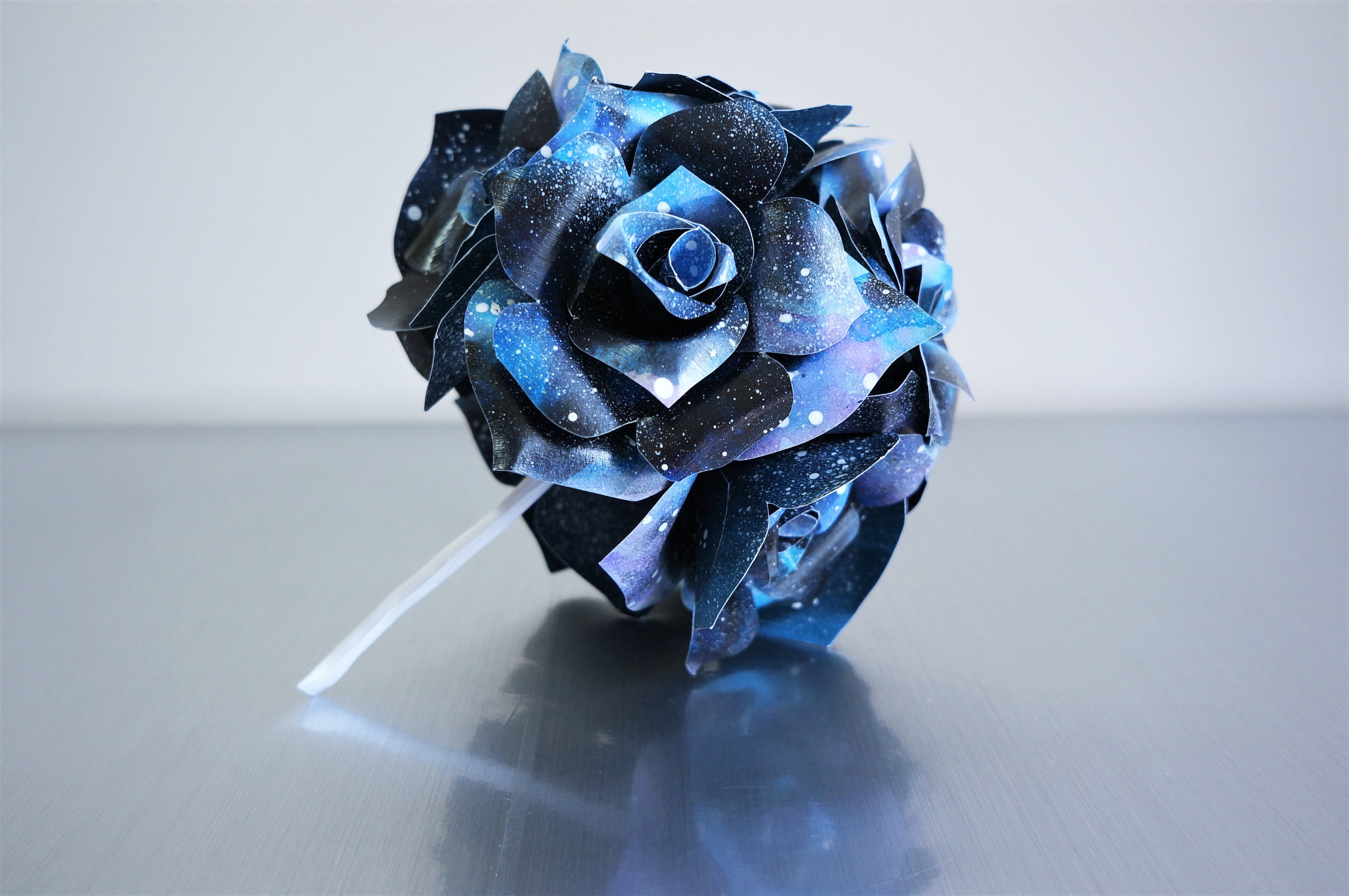 Galaxy Paper Flower Bouquet, Celestial Outer Space Decor, Blue Paper ...