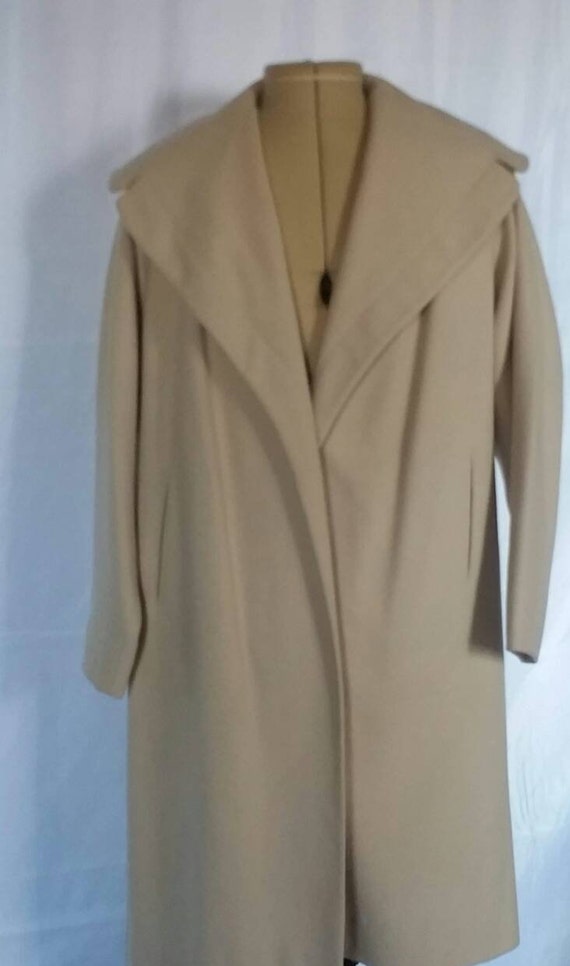 XL 1950s Tan Wool Trench Coat by James Roxton Wide Swing | Etsy