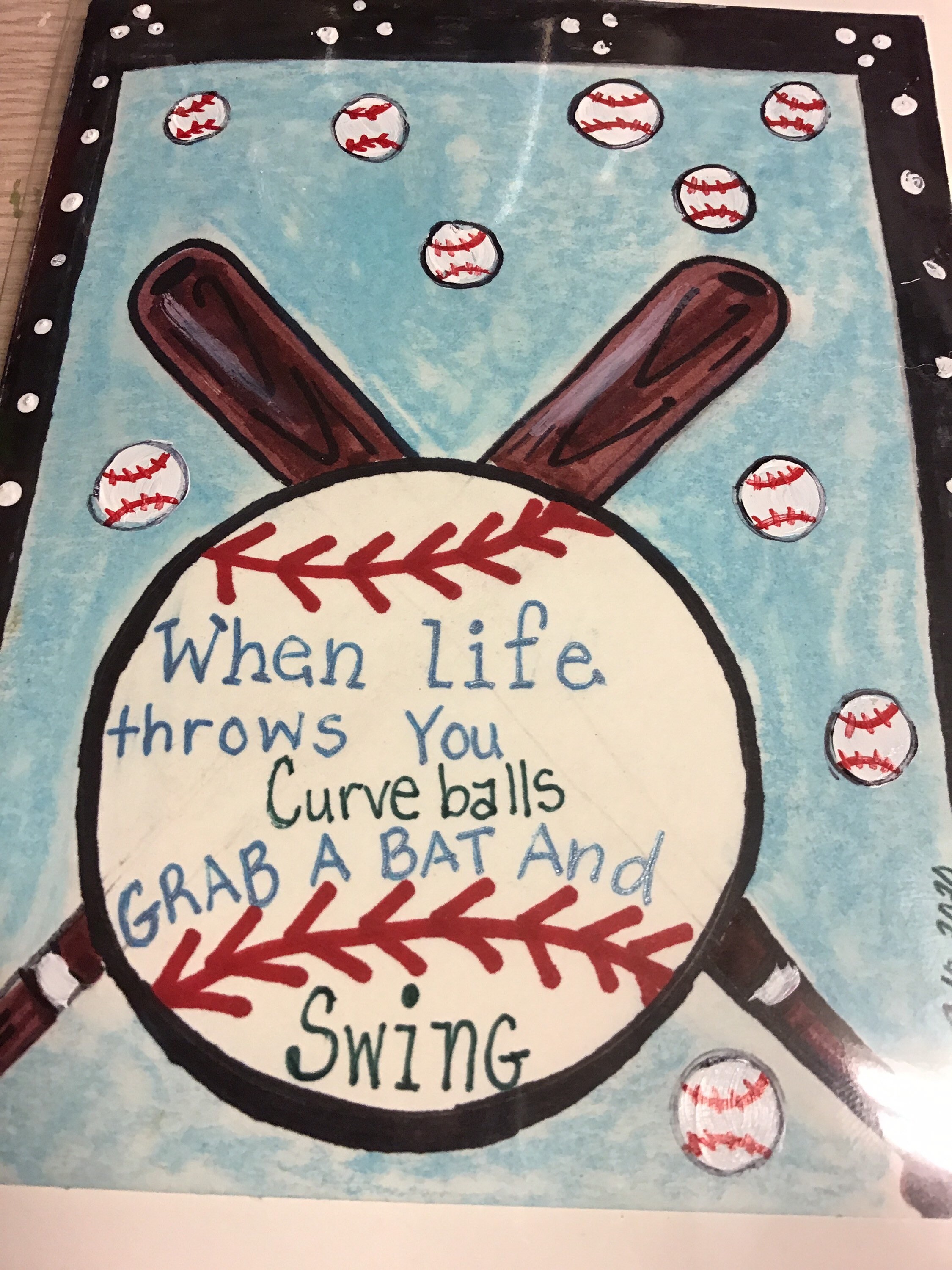 When Life Throws You Curve Balls Hand Drawn Greeting Card Etsy